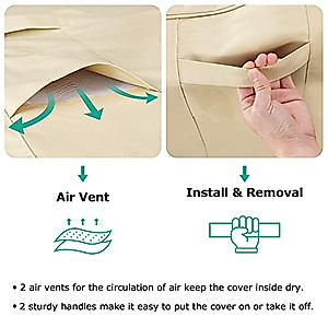 SunPatio Patio Furniture Covers, Waterproof Round Table and Chairs Cover for Patio Dining Set, All-Weather Outdoor Conversation Set Cover, Durable and Wind Resistant, Beige and Olive, 72" Dia x 30" H