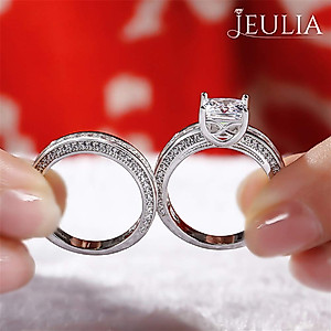 Jeulia 2.85 Carat Sterling Silver Princess Cut Bridal Set Engagement Wedding Rings Bands with Cubic Zirconia for Women with Jewelry Gift Box (8)