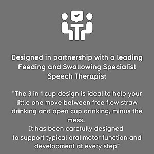 TUM TUM 3 way Baby Trainer Cup, Designed with Feeding Specialist, 180ml (Grey)