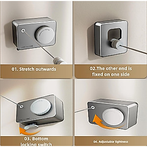 Usoway Retractable Clothesline, Balcony Anti-Sag Wire Clothesline, 304 Stainless Steel Heavy Duty Retractable Clothesline, 13.8ft Clothes Line Ropes,Easy to Install (Green)