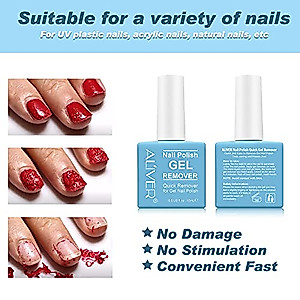 Gel Nail Polish Remover(15ML) - Professional Removes Nail Polish in 3-5 Minutes, Quickly & Easily, Not Hurt Nails with 1 PCS Cuticle Pusher + 1 PCS Nail Polish Scraper Blue