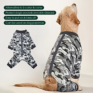 Kuoser Dog Surgery Suit Female Spay, Soft Dog Pajamas, Long Sleeve Dog Recovery Suit, Dog Clothes Onesie for Surgery, Pet Neuter Spay Bodysuit Apparel with Zipper, E-Collar & Cone Alternative