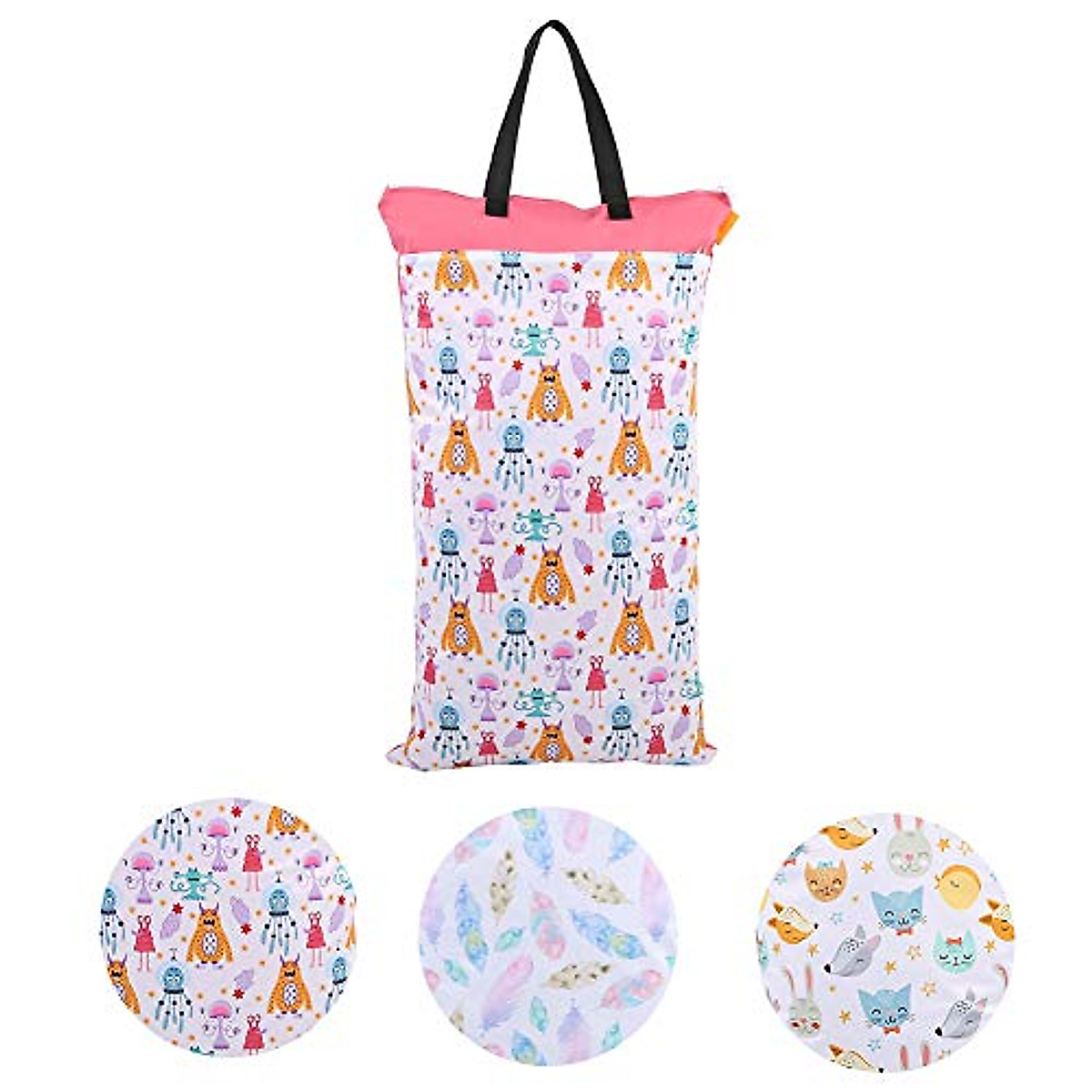 Cloth Diaper Bag, Diaper Storage Bag Beautiful Large Pockets Double Zipper for Nappy for Travel(EF160)