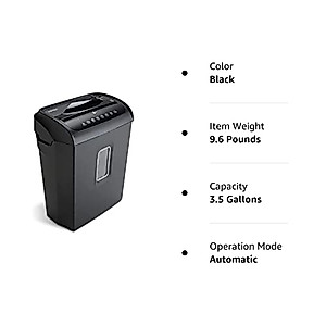 Aurora High-Security 6-Sheet Micro-Cut Paper Credit Card Shredder with 3.5-Gallon Wastebasket, 4-Minute Continuous Running Time, Security Level P-4