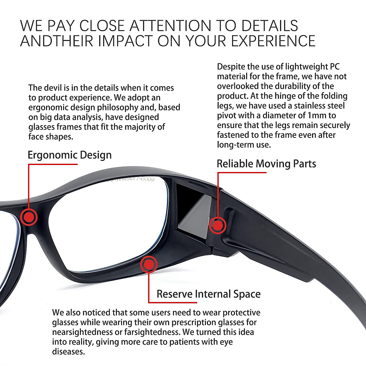 CARLANY CO2 Laser Eye Protection Glasses, 9000nm-11000nm / 10600nm Wavelength Safety Protective Goggles OD 5+, Filtering Technology by Way of Absorption Safety Goggles for Laser Cutting and Engraving