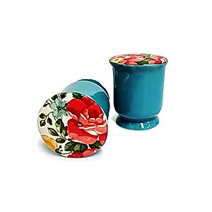 SEDLAV Salt and Pepper Shaker Set with Floral Design, Vintage Salt and Pepper Shakers Set, Teal, White Salt Shaker & Pepper Shaker, Kitchen Decor Ceramic with Flowers,Table, Decor: Home & Restaurants
