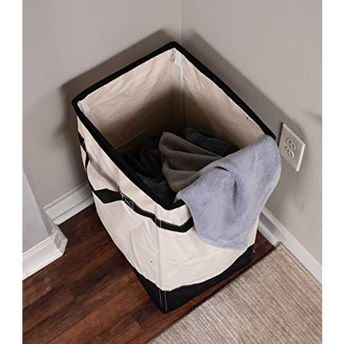 BIRDROCK HOME Canvas Hamper - Single Laundry Basket with Handles - Foldable Hamper - Easily Transport Laundry