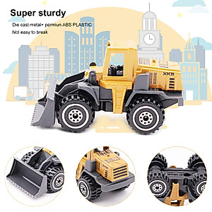 Childom Alloy Construction Engineering Vehicle Toys Set 12 Pack Stacker,Big Forklift,Heavy Duty Roller,Excavator,Heavy Transport Vehicle,Engineering Mixer Set for Kids Boys