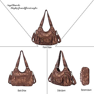 Angel Barcelo Womens Purses and Handbags PU Leather Shoulder Bag Fashion Hobo Bags for Girls (Stylish Brown)