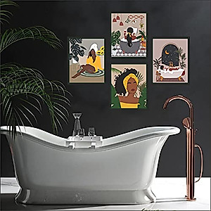 African American Wall Art, Black Woman Wall Decor, Set of 4 FRAMELESS (8''x10''), Black Woman Art, Black Woman Poster for Bathroom Decor, Black Woman Pictures Wall Art, Picture of Woman, Black Woman Poster for Walls, African Woman Bathroom Decor, African