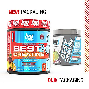 BPI Sports Best Creatine – Creatine Monohydrate, Himalayan Salt – Strength, Pump, Endurance, Muscle Growth, Muscle Definition – No Bloat – Fruit Punch – 50 servings – 10.58 oz.