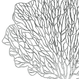 Home Details 4 Pack Coral Metallic Placemats | Detail Décor | Perfect Tablescape | Great for Dining Room | Kitchen Table | Island Counter | Coffee Table | Coral Design | Sliver