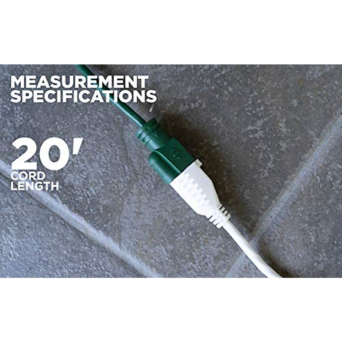 Woods Light Duty Extension Cord, 20Ft, 16 Gauge, 3 Conductor, Landscape and Patio Cord, SJTW, White, 23528801