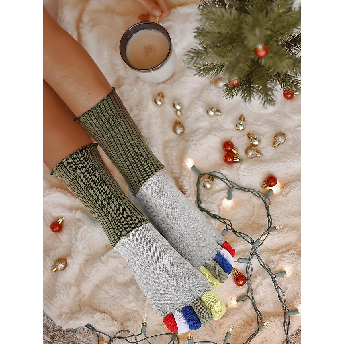 Bencailor 5 Pairs Women's Toe Socks Cotton Five Toe Finger Socks Toe Separator Socks for Women Men Athletic (Simple Color)