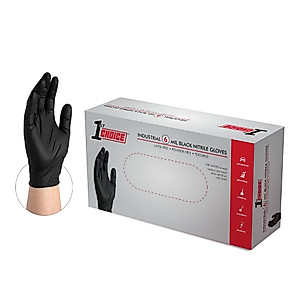 1st Choice Black Gloves Disposable Latex Free - Nitrile Gloves Large Black Nitrile Gloves for Cooking - 6 mil, Box of 100