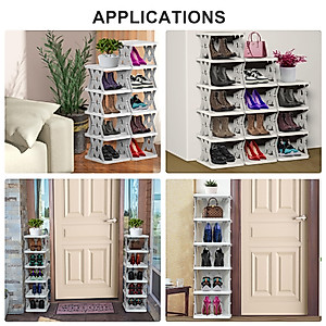 PHUNIGEEFT Shoe Rack, 6 Tier Shoe Shelf Without Assembly, Narrow Small Shoe Storage Space Saving, Shoe Organizer for Closet, Front Door Entrance, Entryway, Bedroom, White