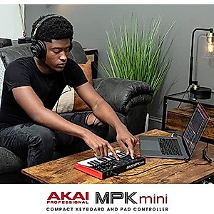 AKAI Professional MPK Mini MK3 - 25 Key USB MIDI Keyboard Controller With 8 Backlit Drum Pads, 8 Knobs and Music Production Software Included