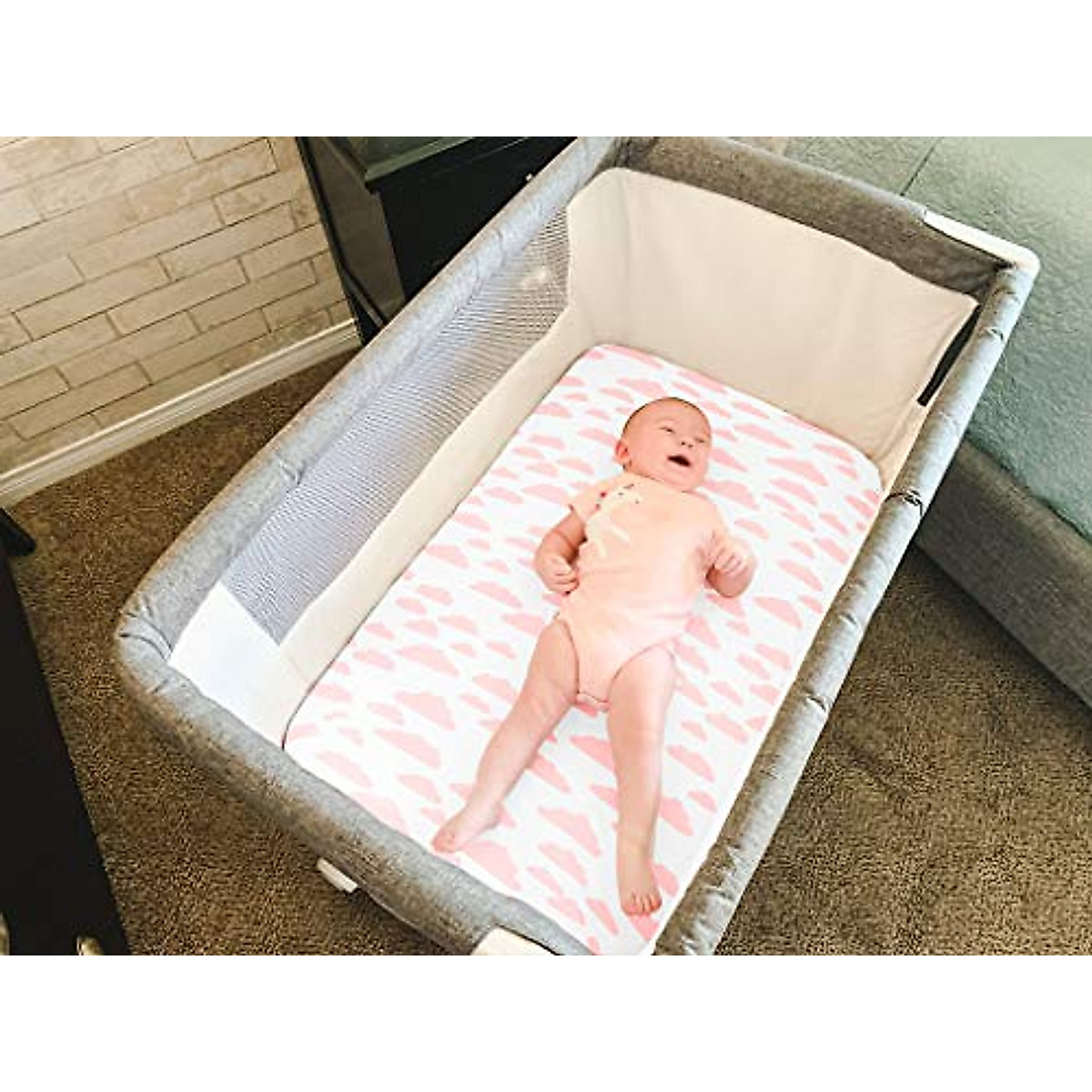 Pack n Play Sheets – Premium Pack and Play Sheet Set - 4 Pack – 100% Super Soft Jersey Knit Cotton Playard Mattress Sheets – Portable Playpen Fitted Play Yard Mini Crib Sheet for Girl (24 x 38 x 5)