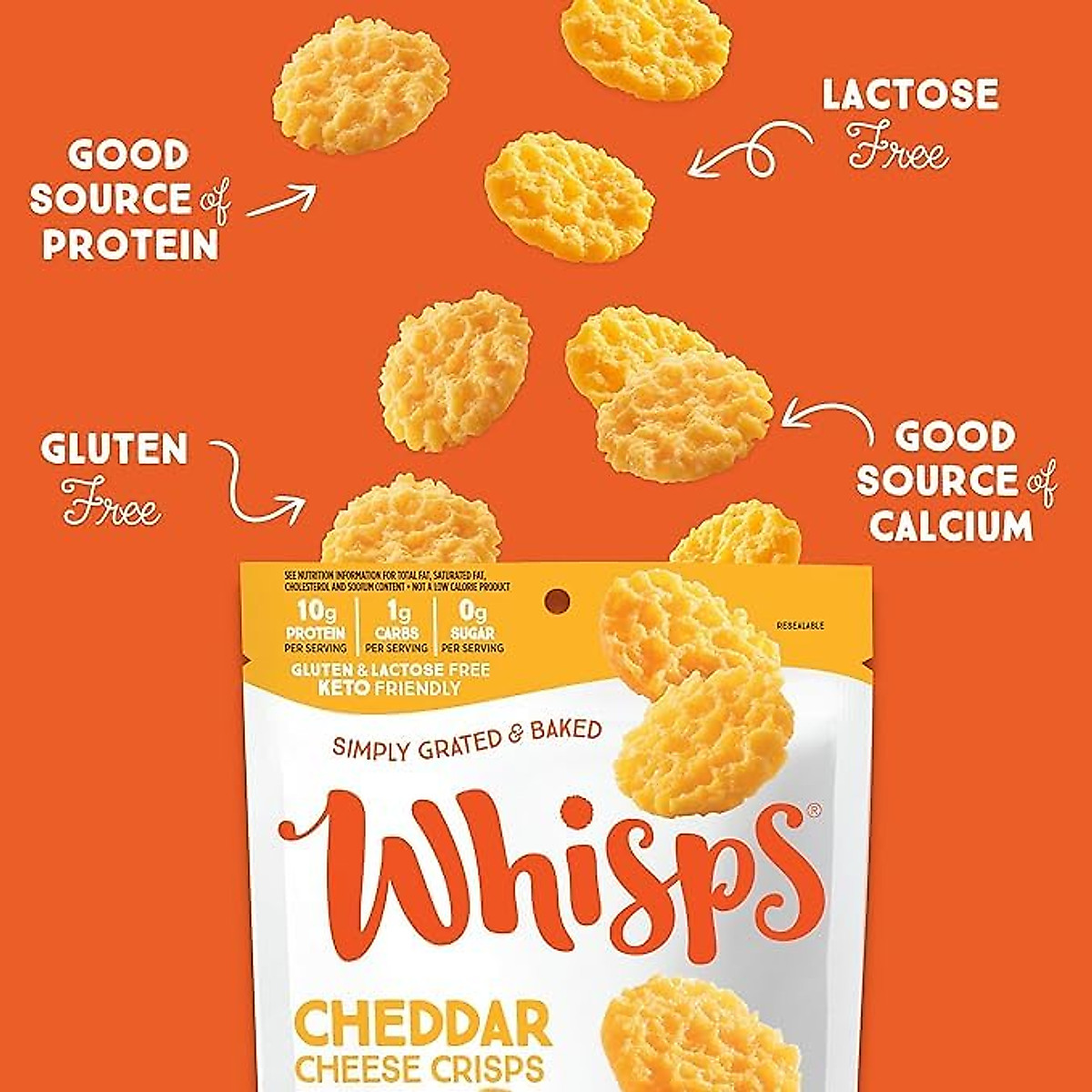 Whisps Cheese Crisps Variety Pack | Protein Chips | Healthy Snacks | Protein Snacks, Gluten Free, High Protein, Low Carb Keto Food | Parmesan, Cheddar Cheese, Asiago, Pepper Jack (2.12 Oz, 6 Pack)