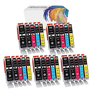 Colorink 25pack Replacement for Canon 250XL 251XL Ink cartridges use with PIXMA iP7220 MG5420 MG6320 MX922(5 Photo Black,5 Black,5 Cyan,5 Magenta,5 Yellow)…