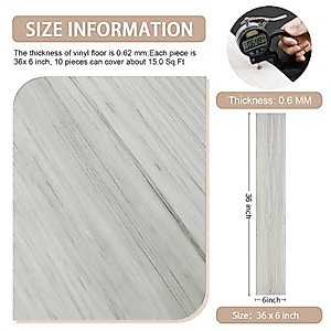 Peel and Stick Floor Tile, Vinyl Plank Flooring, 10-Pack 15 Sq.Ft, Natural Wood Look, Self Adhesive Durable and Waterproof for Transfer Bedroom, Kitchen, RV, Bathroom and Living Room