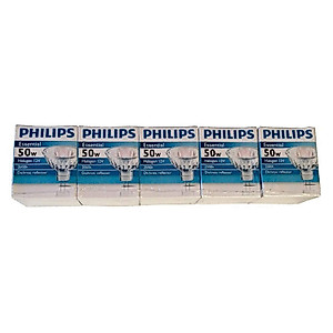 Philips Halogen Light Bulbs / Landscape Indoor or Outdoor Flood / Dimmable 50w Mr16 12v 2 Pin 36 Angle Gu5.3 Base (Pack of 5)