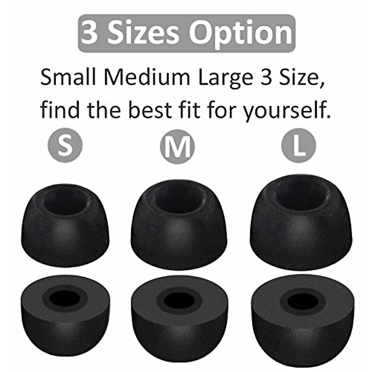 Memory Foam Tips Compatible with Google Pixel Buds A-Series Ear Tips, 6 Pairs No Silicone Noise Reduce Comfortable Fit in Case Eartips Compatible with Google Pixel Buds A Series - S/M/L Black