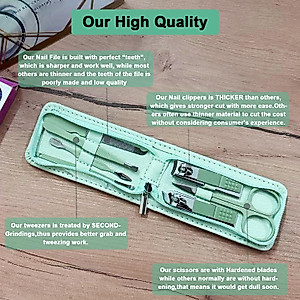 Professional Manicure Set 18 Pieces Nail Clippers Cutter Nail File Scissors Pedicure Kit Stainless Steel Grooming Kit Nail Care Tools with Portable Leather Travel Case for Men and Women (Black Red)