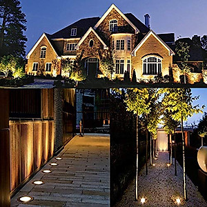 SUNRIVER Low Voltage Landscape Lights LED Landscape Lighting 3W Landscape Well Lights 12V-24V Waterproof Outdoor In-ground Lights for Paver,Pathway,Driveway,Deck, Garden (Warm White 6 Pack)