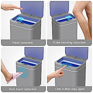 Touchless Trash Can with Motion Sensor with Lid, 4.2 Gallon Waste Bin Intelligent Induction Waterproof Trash Can, Household Kitchen Bathroom Office Smart Garbage Bin (Grey)