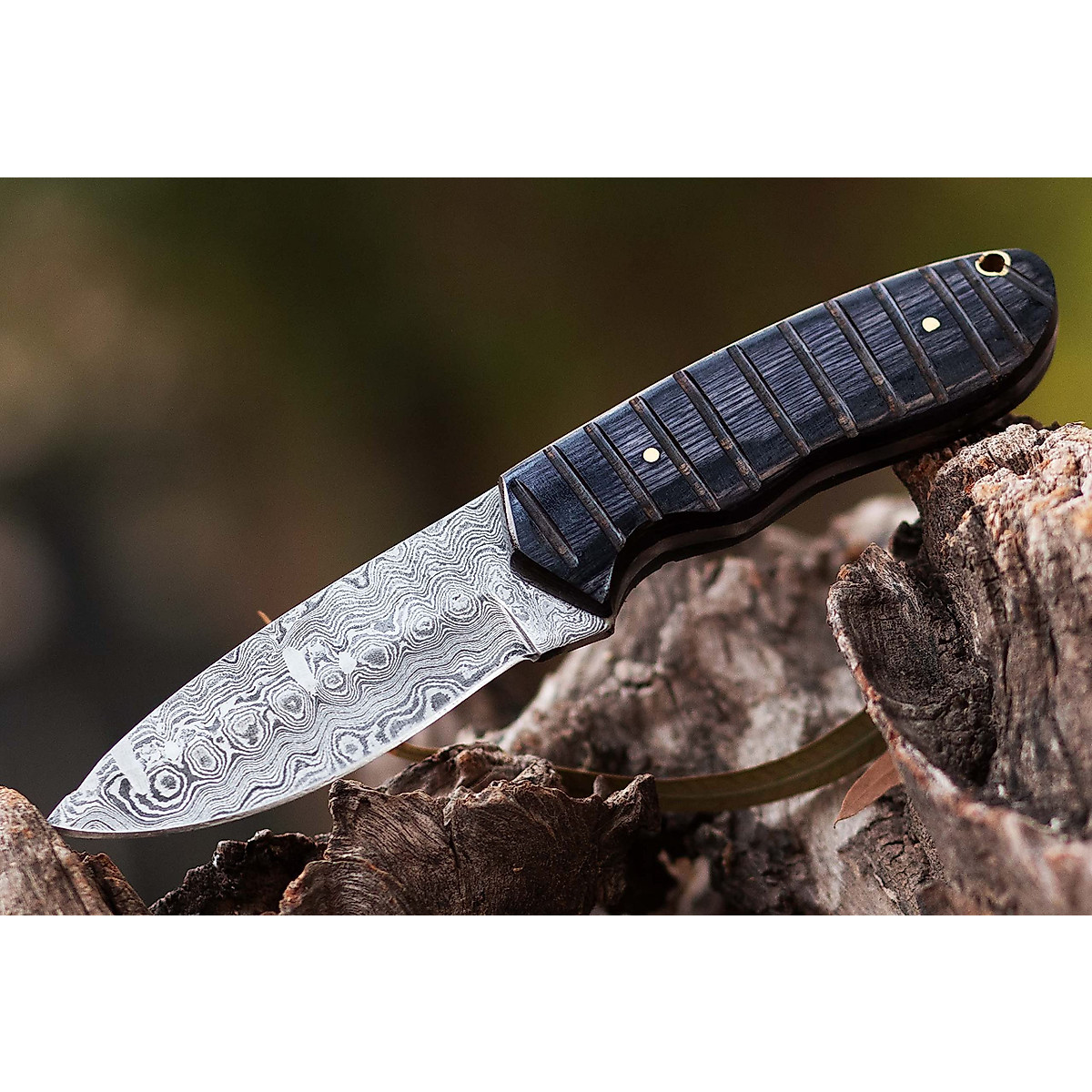 LH LIMASSOL 8 INCH Fixed Blade black Dollar Wood Custom Handmade Damascus Hunting knife/skinner knife/skinning knife with leather sheath