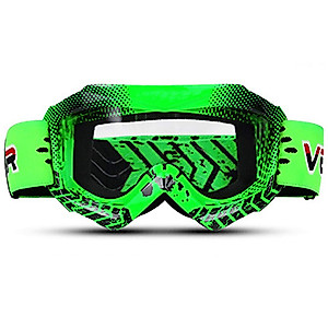 June Sports Motorbike Goggle Glasses Kids Teens Youth MotorCycle Goggles Cycling Clear Vision UV Protection Dust Wind Proof Motocross Dirtbike Racing Dirt Bike Goggle Children Green KG4