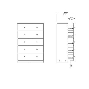 Tvilum 703292020 Portland 5 Drawer Chest, Coffee