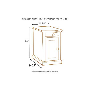 Signature Design by Ashley Laflorn Traditional Chair Side End Table with 2 USB Ports & Outlets, Medium Brown