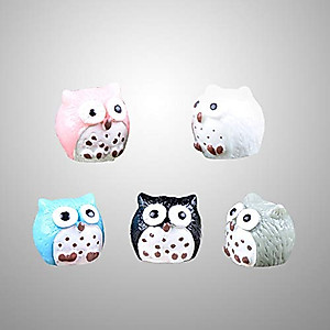 5 Pcs Miniature Garden Ornament Resin Owls Figure Animal Toys Fairy Garden Office Decor Fish Tank Aquarium Bonsai Dollhouse Decorations