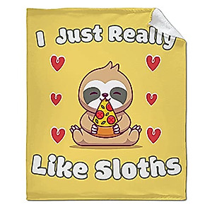 I Just Really Like Sloth Flannel Blanket Plush Throw Fuzzy Lightweight King Size Super Soft for Couch, Bed, Sofa Ultra Luxurious Warm and Cozy for All Seasons 80"x60" for Adult