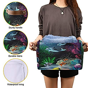 Ocean Dolphin Coral Fish Large Storage Basket Collapsible Storage Bin Organizer Cube Laundry Hamper for Clothes Bedroom Nursery Toys Shelf College Dorm