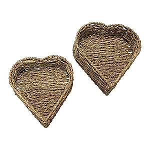 Household Essentials, Natural, Nesting Seagrass Heart Baskets, Set of 2