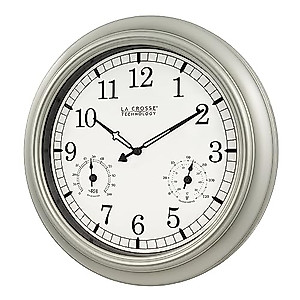 La Crosse Technology WT-3181PL-Q Quartz Indoor/Outdoor Wall Clock, 18"