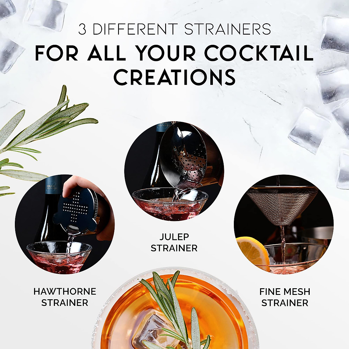 Cocktail Shaker Set 18 Piece, Mixology Equipment, All-in-One Cocktail Set, Drink Shaker, Strainers and Essential Bar Tools, Bar Set for Beginner & Professional Use, Gold - WinterCastle Enterprises