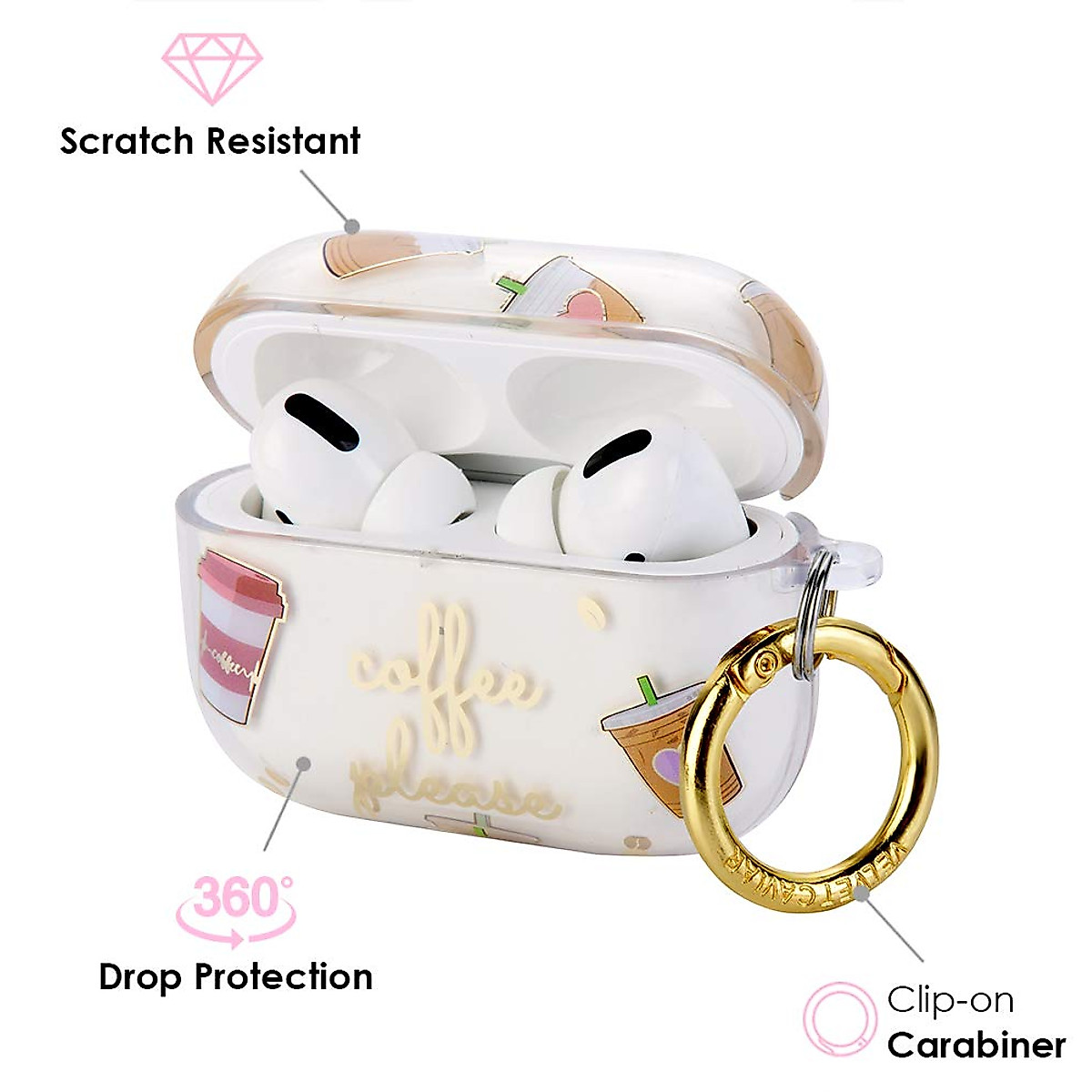 Velvet Caviar Compatible with AirPods Pro Case 2nd and 1st Generation - Cute Protective Hard Cover for Women - Coffee