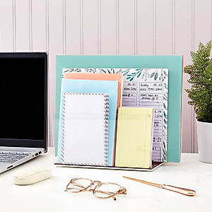 Clear Acrylic File Organizer with 2 Slots, Office Desk Paper, Mail, and Letter Sorter (9 x 5 x 7 in)