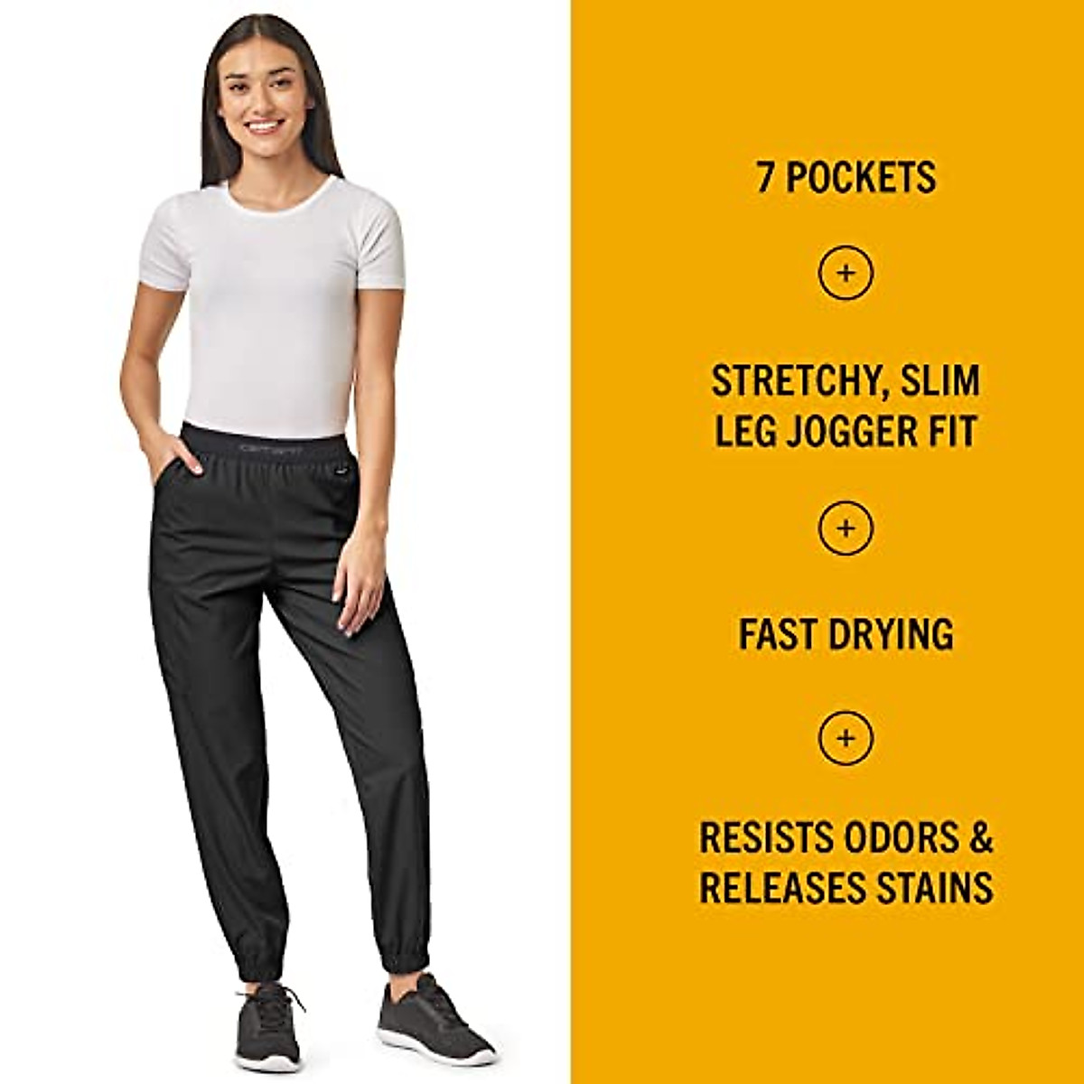 Carhartt womens Wmns Comfort Cargo Jogger Medical Scrubs Pants, Black, Medium US