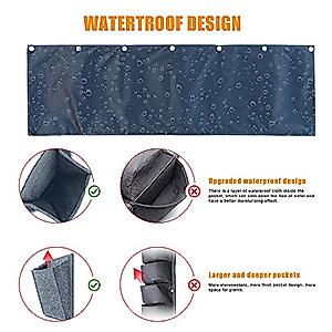 NEWKITS Hanging Vertical Garden Wall Planter Deeper and Bigger 6 Pocket Vertical Garden Solution 2020 (Grey-A)