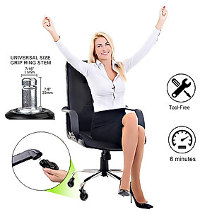 8T8 Office Chair Caster Wheels 2.5'', Swivel Caster Wheels Heavy Duty with Pop-in Stem,Quiet & Smooth Rolling, No Chair Mat Needed, Safe for Hardwood Carpet Floors,Set of 5 (2.5 inch-FBA, Black)