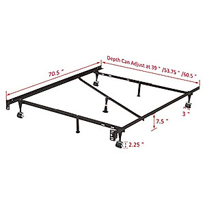 Kings Brand Furniture Heavy Duty Commercial Metal Adjustable Bed Frame, Queen, Full, Full XL, Twin