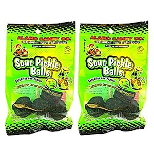 Alamo Candy Sour Pickle Balls, 1 Oz (Pack of 2)