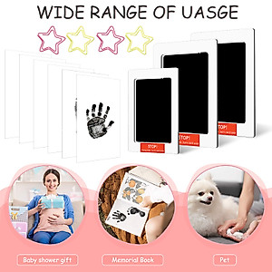 13 Piece Large and Medium Baby Inkless Handprint Footprint Kit Include 3 Clean Touch Ink Pad 6 Imprint Card and 4 Star Shaped Paper Clip Paw Stamp Print Keepsake Kit for Infant Newborn Birth Registry