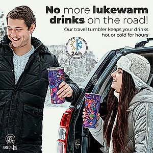 Greenline Goods Frida Kahlo Viva La Vida Insulated Travel Tumbler – 20 oz Triple Insulated Stainless Steel Coffee Tumbler with Lid, Dishwasher Safe, Non-Slip Silicone Base, Double Wall, Vacuum Sealed