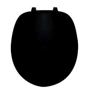 Centoco Black Toilet Seat, Round, Plastic, Cover, Closed Front, Heavy Duty, Top Mount Plastic Hinge, Made in the USA, 200-407
